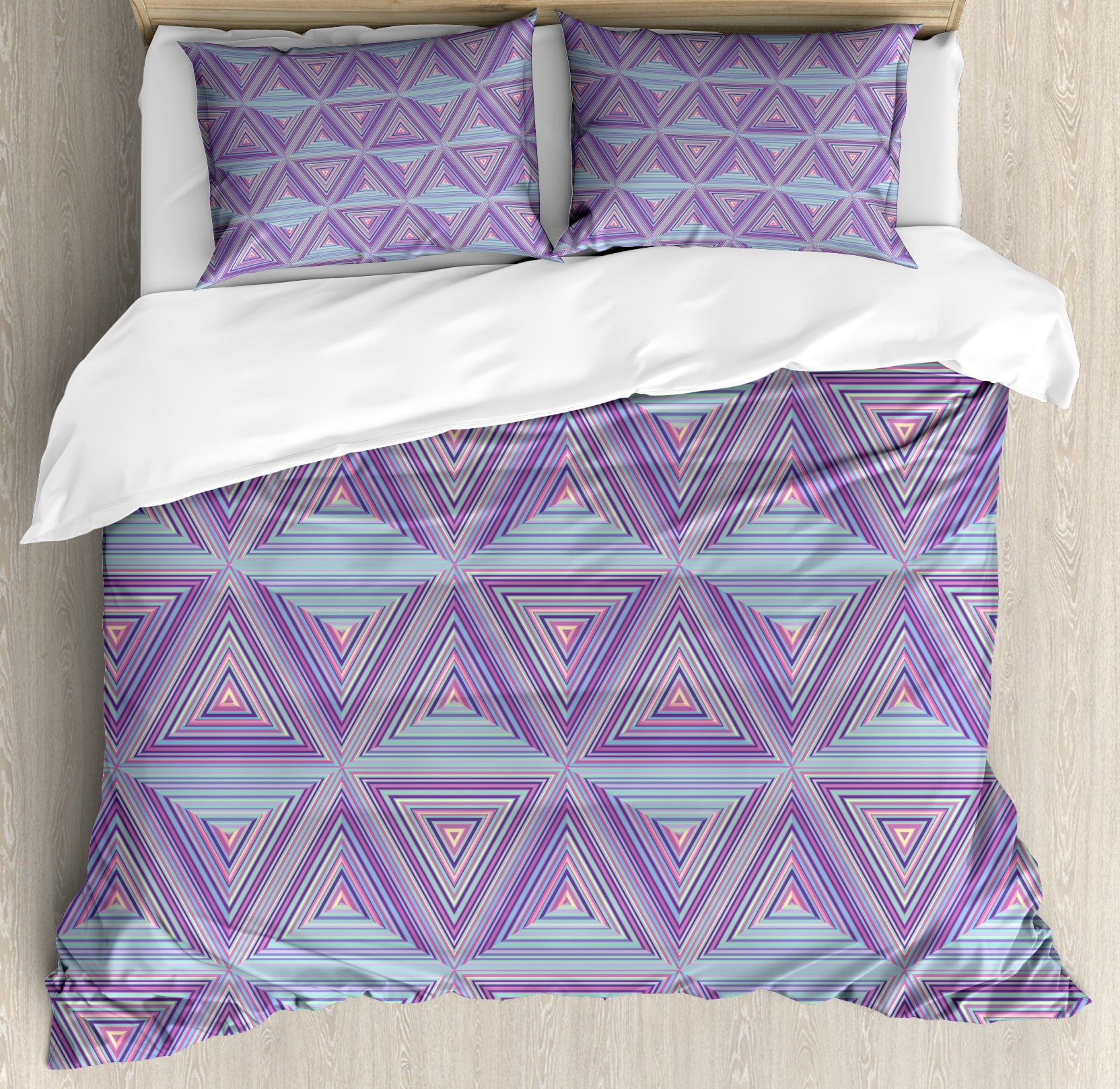 Abstract Duvet Cover Sets, Geometric Shapes in Neon Colors Mosaic ...