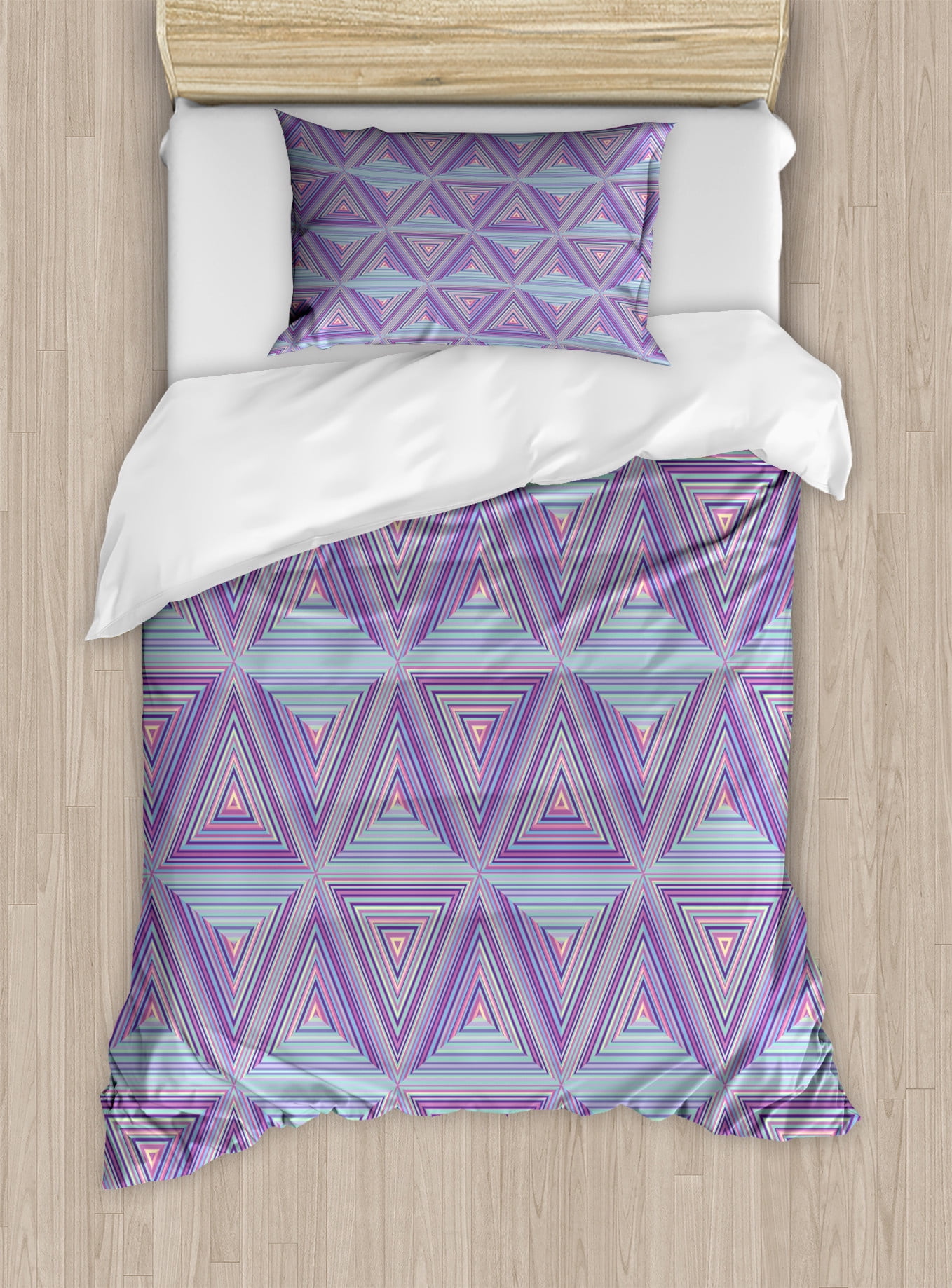 Abstract Duvet Cover Sets, Geometric Shapes in Neon Colors Mosaic ...