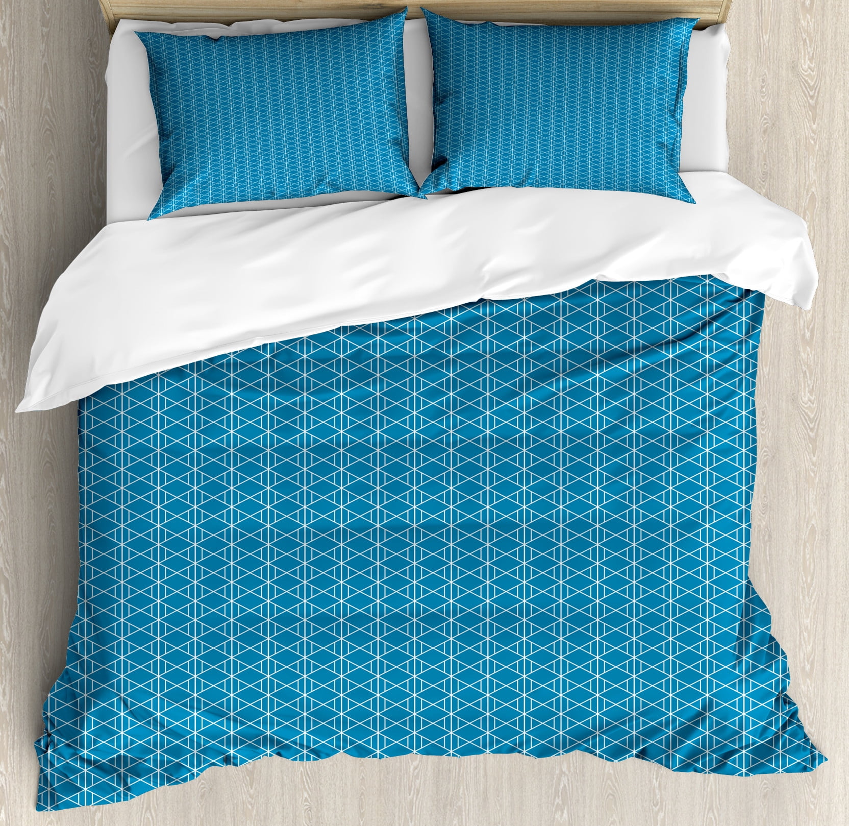 Abstract Duvet Cover Sets, Intersecting Triangle Stripes Tribal Blue ...