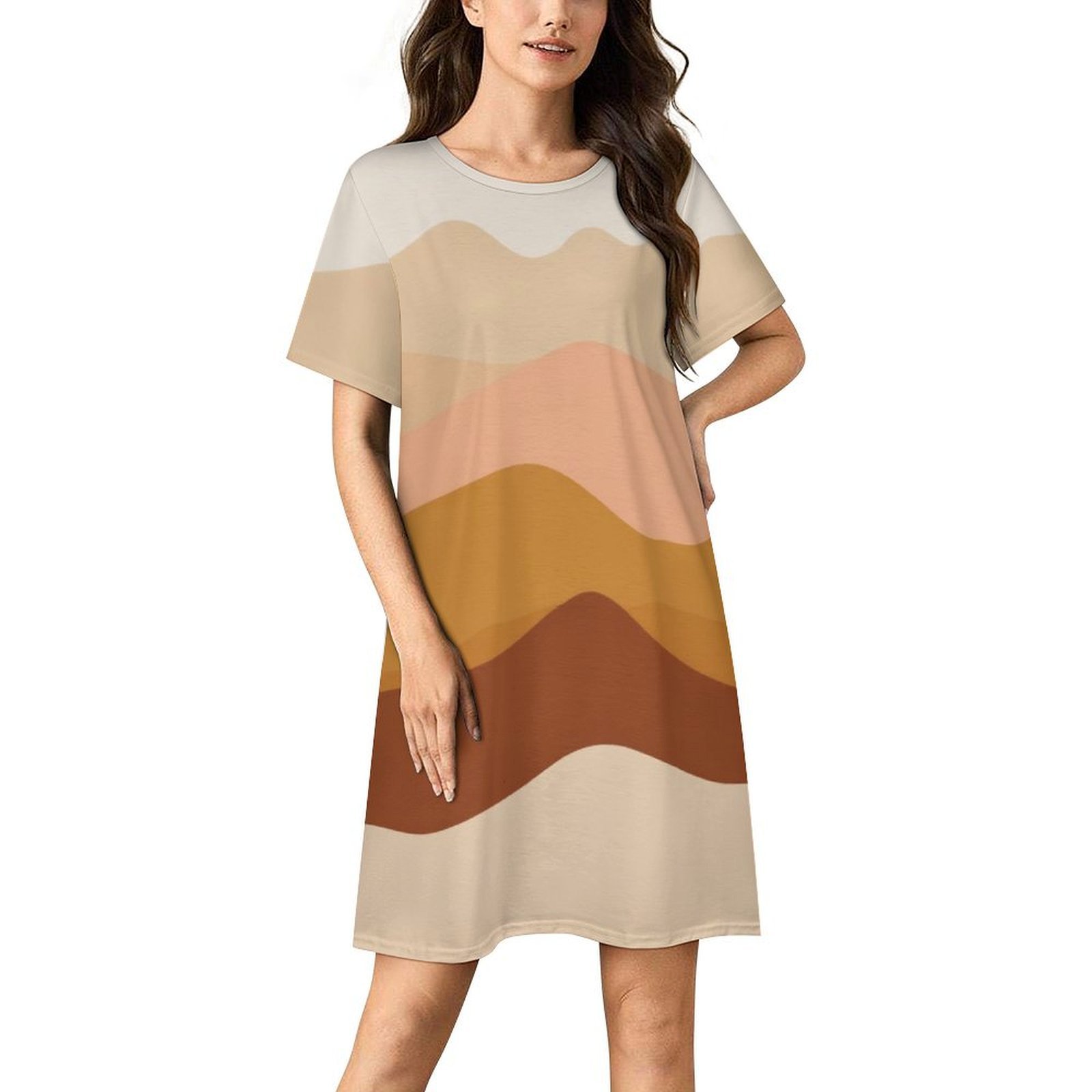 Abstract Earthy Tone Landscape Art Women Nightgown Sleepwear Short ...
