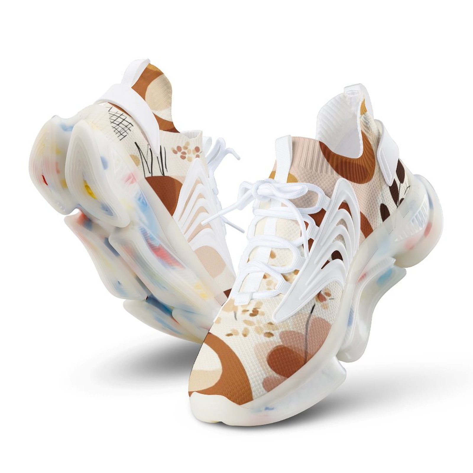 Abstract Earthy Tone Shapes Walking Shoes for Men Woman Lightweight ...