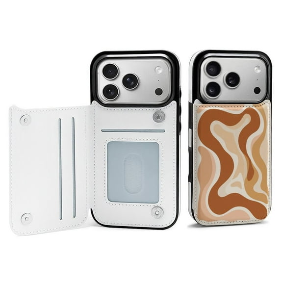 Abstract Earthy Tone Swirls Art Leather Wallet Case for iPhone 14 Pro ...