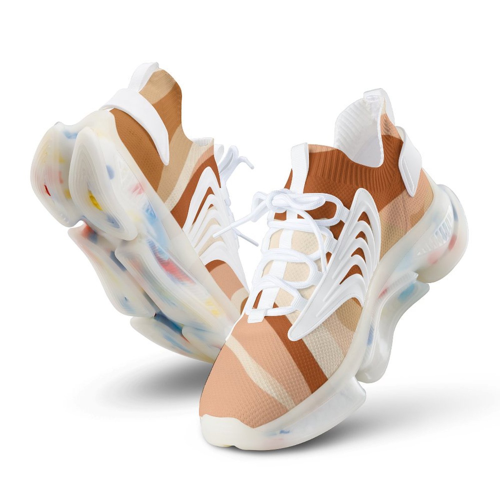 Abstract Earthy Tone Swirls Art Walking Shoes for Men Woman Lightweight ...