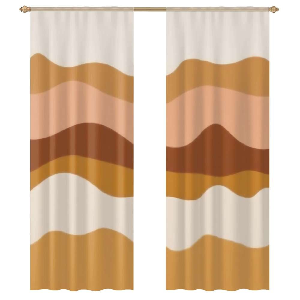 Abstract Earthy Wave Pattern Design Sheer Voile Curtain Window Tulle ...