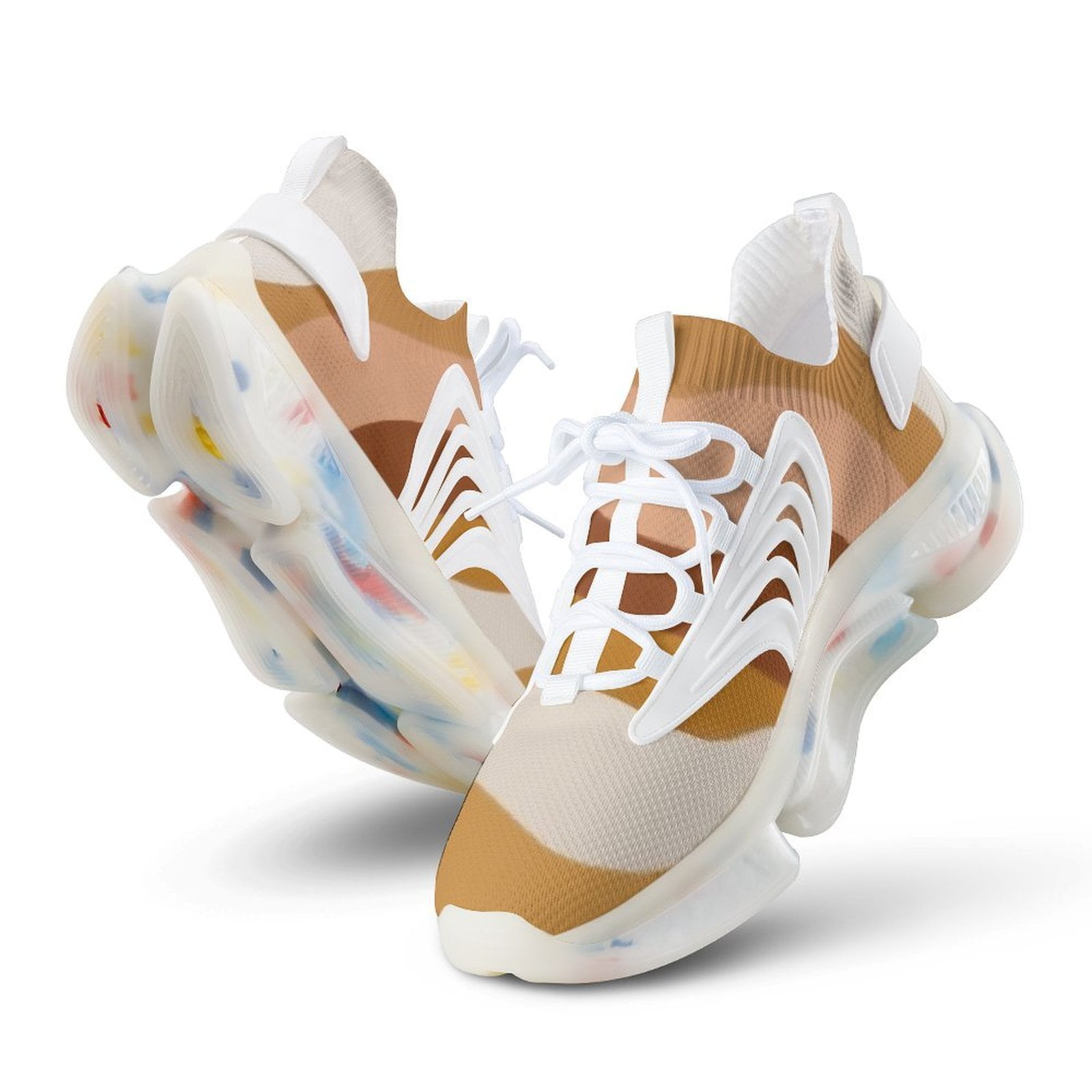 Abstract Earthy Wave Pattern Design Walking Shoes for Men Woman ...