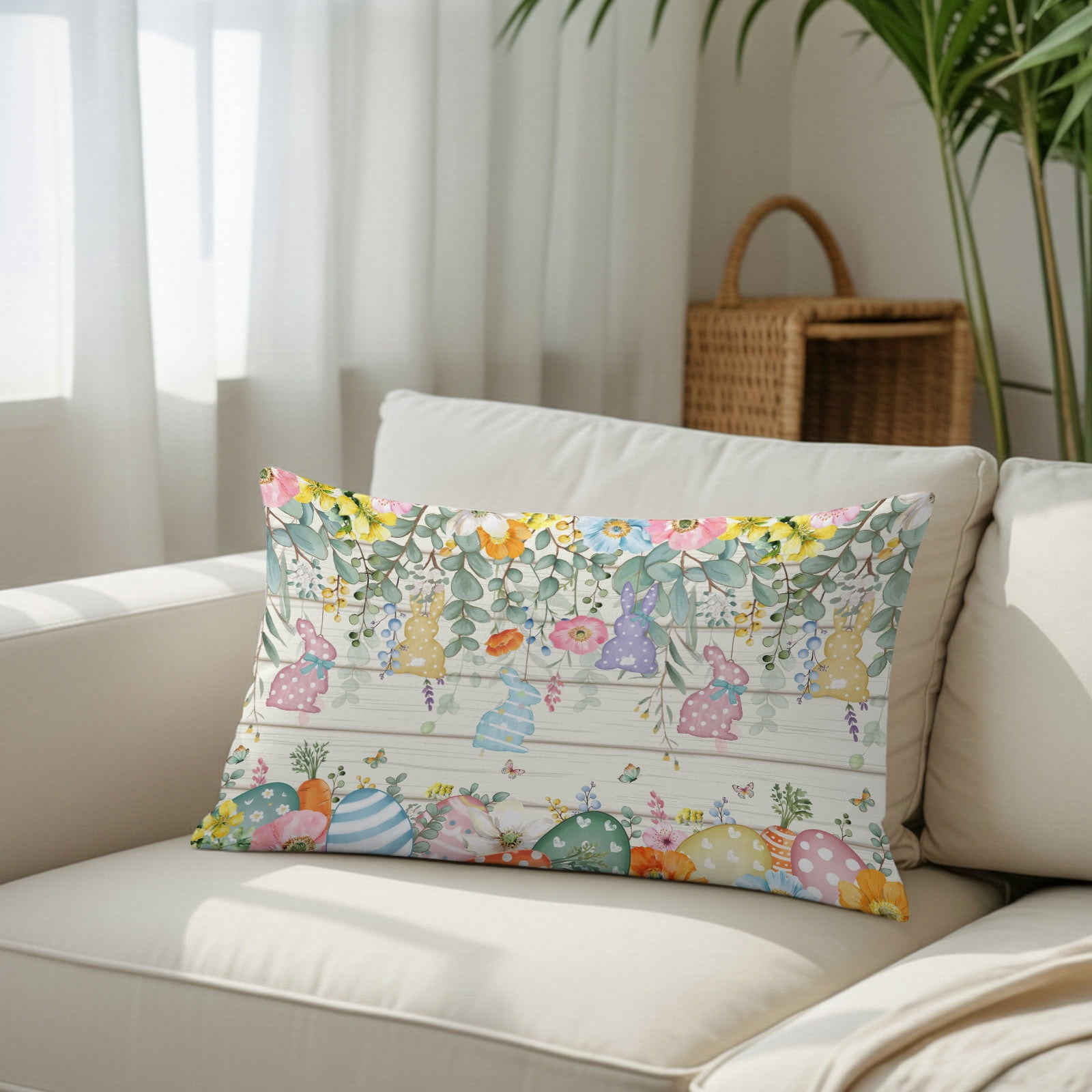 Abstract Easter Rabbit Egg Throw Pillow Covers, Decorative Pillow ...