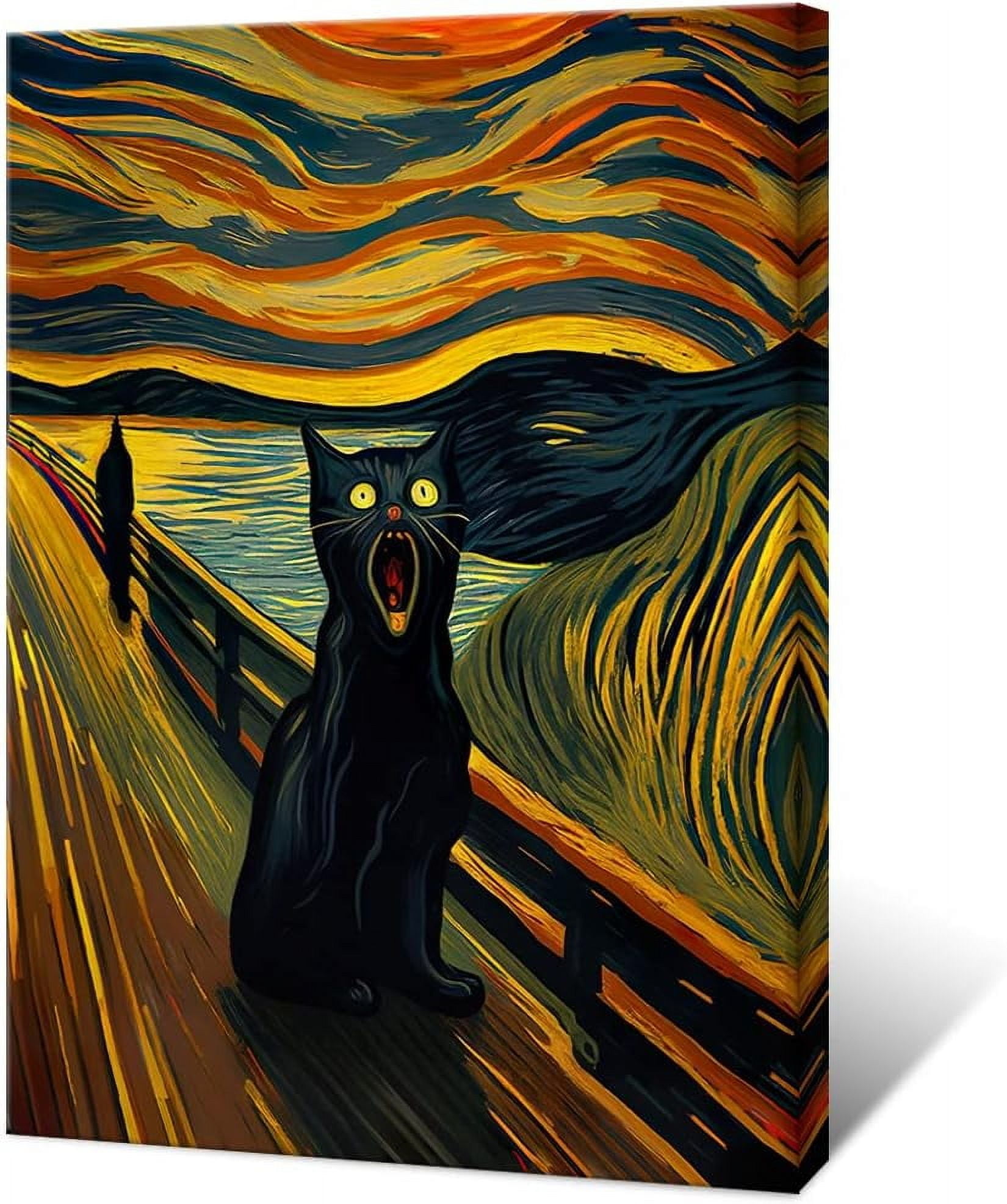 Abstract Edvard Munch Canvas Wall Art Famous Art The Scream Funny Cat Aesthetic Poster Retro ...