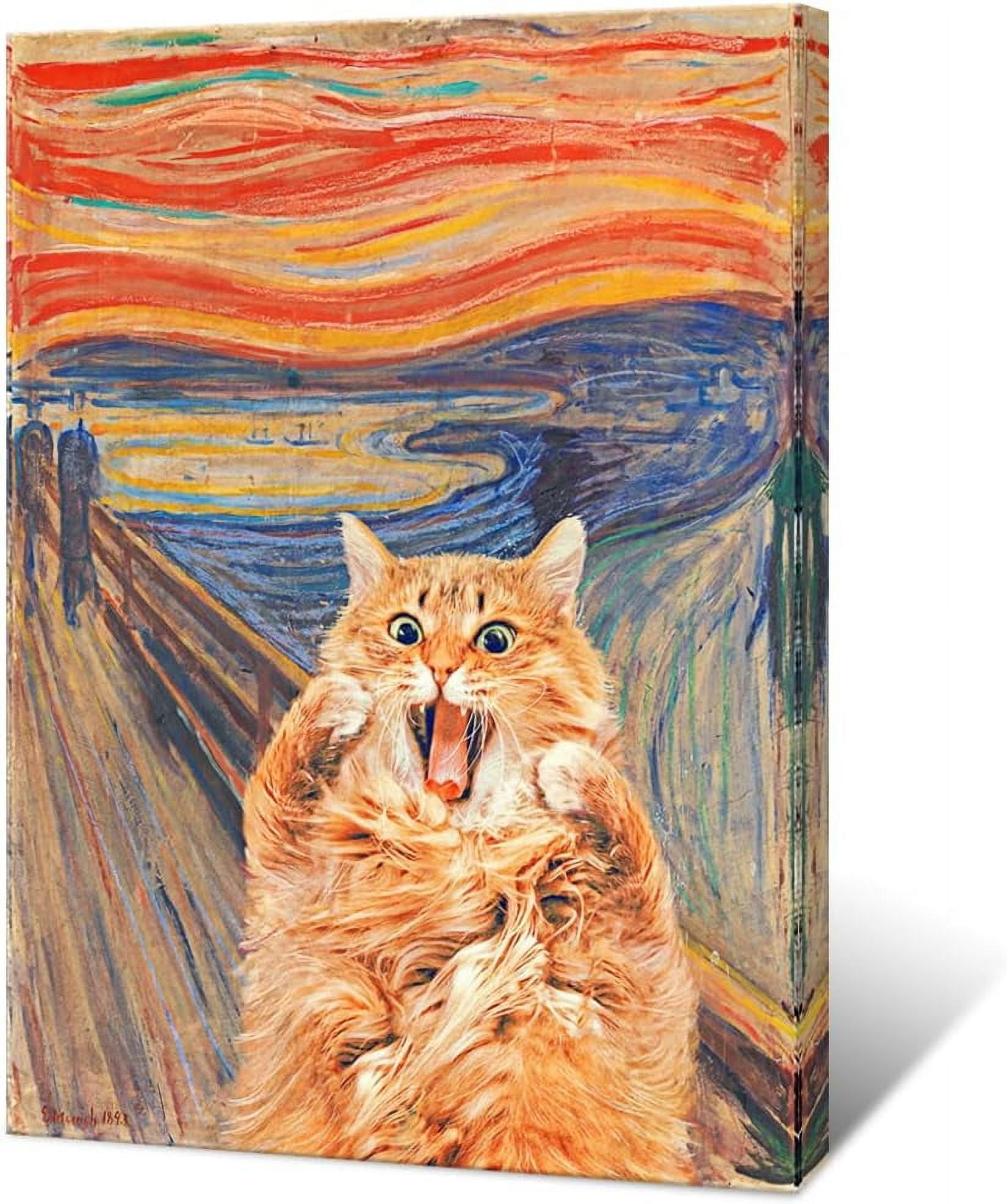 Abstract Edvard Munch Canvas Wall Art Famous Art The Scream Funny Cat ...