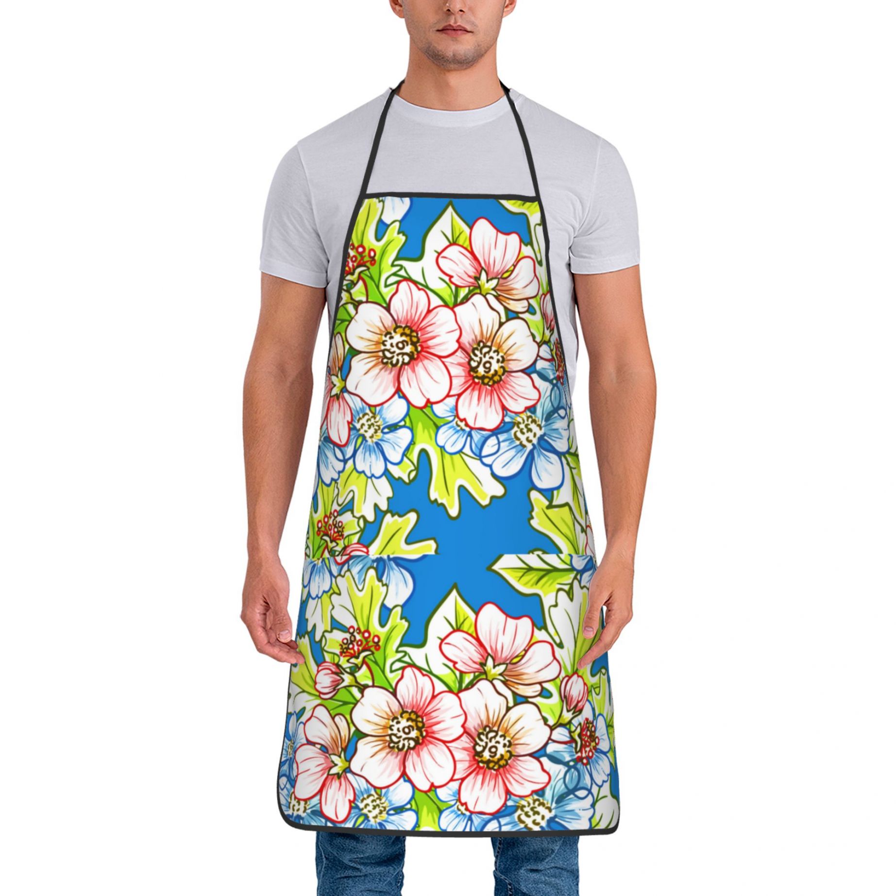 Abstract Elegance Model With Flora Aprons for Women Men Waterproof ...