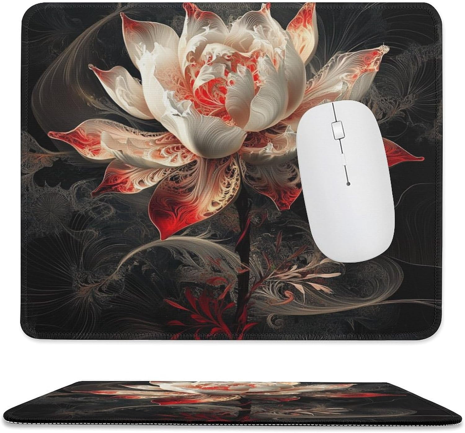 Abstract Elegant Lotus Mat Mouse Pad Rustic Vintage Chinese Ink ...