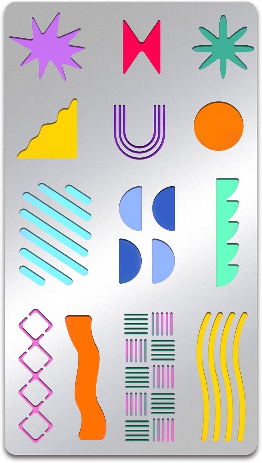 Abstract Elements Stencils, 7x4 Inch Semi-Circle Diamond Metal Painting ...