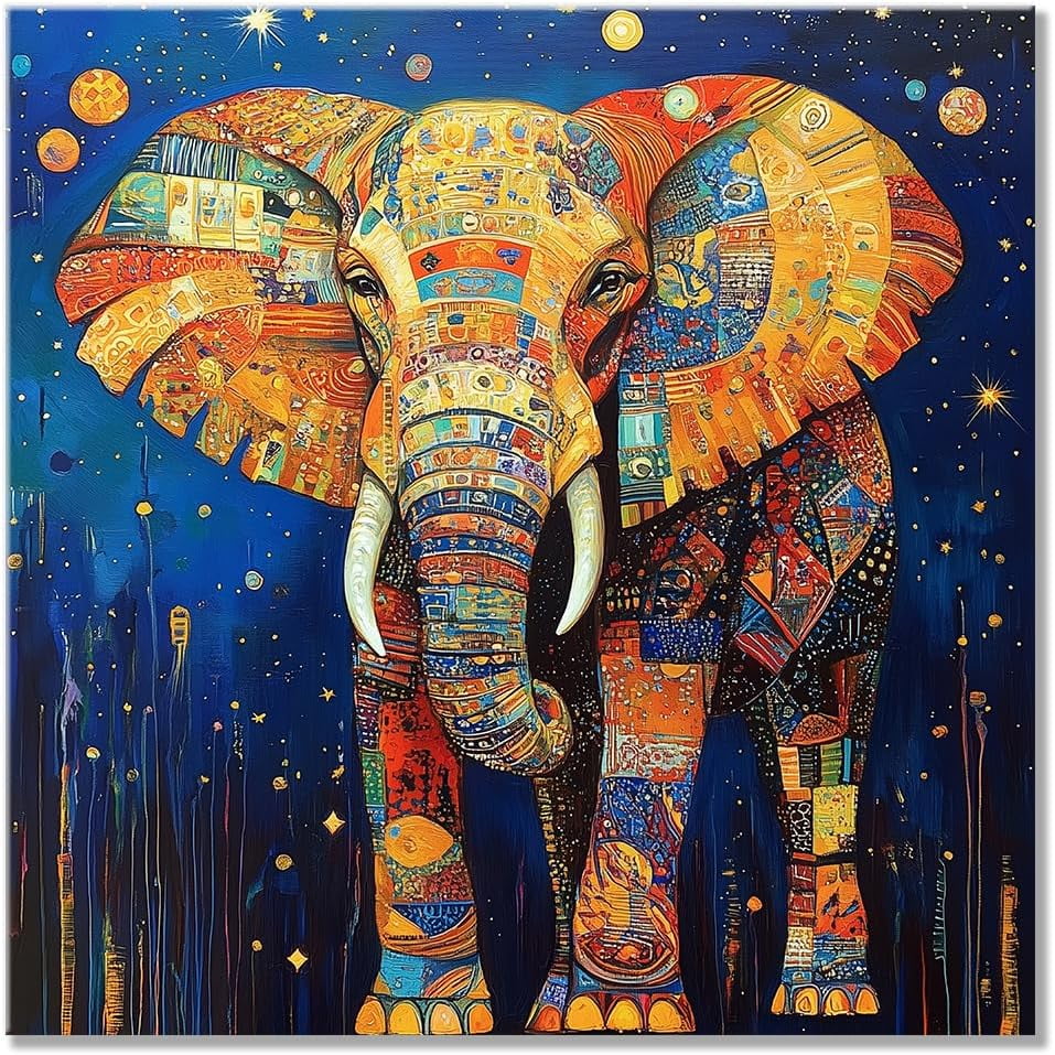 Abstract Elephant Canvas Wall Art, Graffiti Animal Poster Art Print For ...