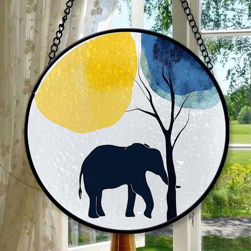 Abstract Elephant Stained Glass Window Hangings, Handcrafted Stained ...