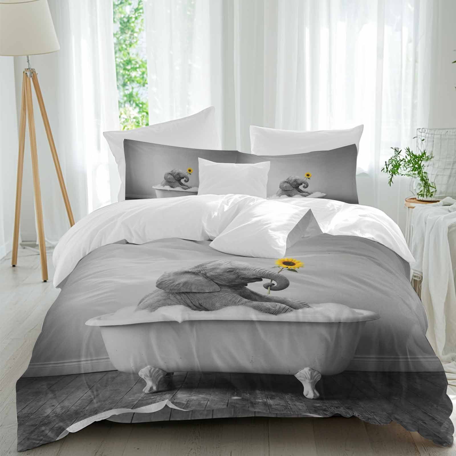 Abstract Elephant on Bathtub Soft Breathable Bedding Set with Pillow ...