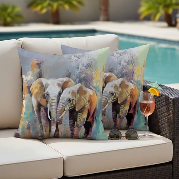 Abstract Elephants Outdoor Pillow Covers 20x20 Inch Throw Pillow Covers ...