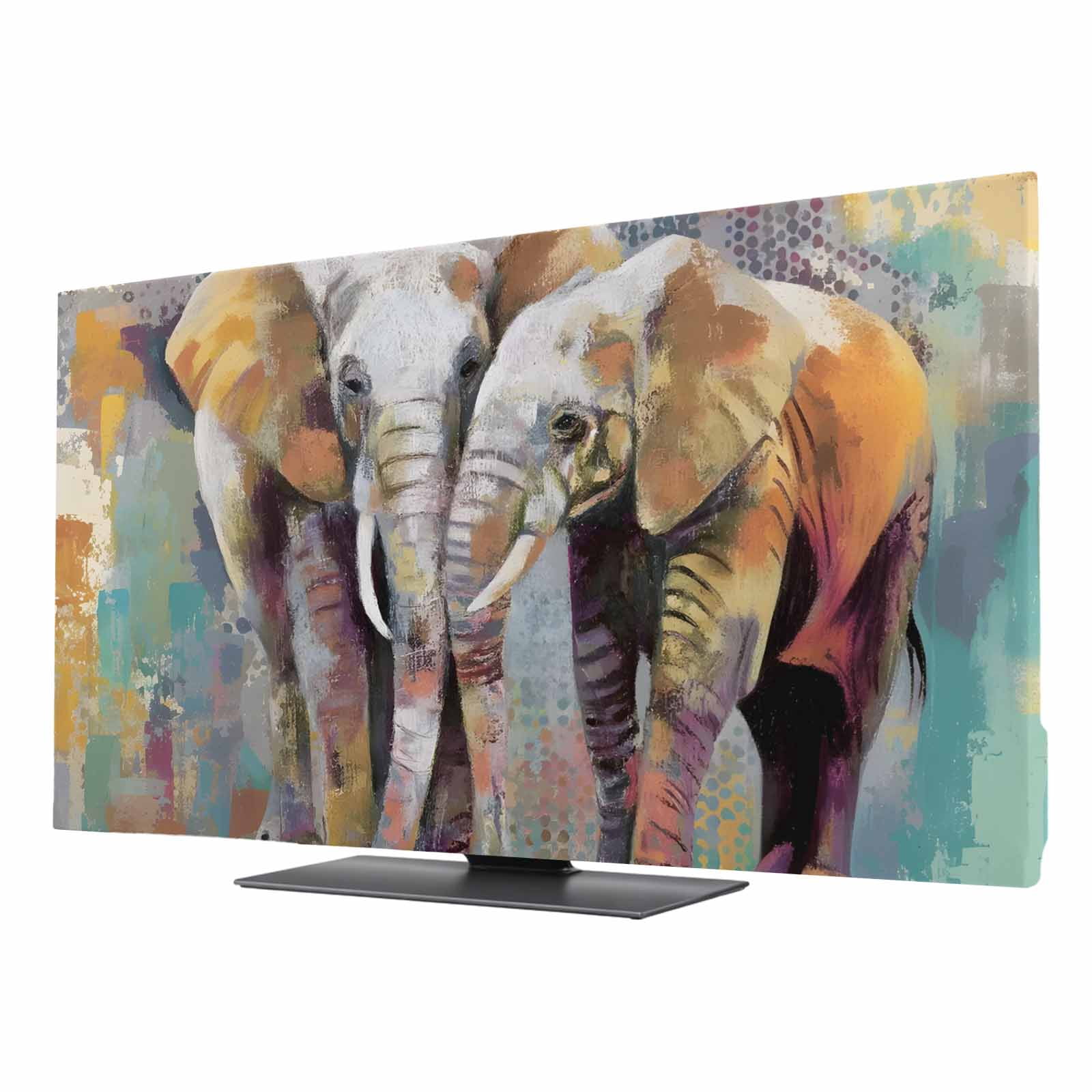 Abstract Elephants TV Cover for 55 Inch Screen, Stretch Fabric ...