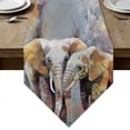 Abstract Elephants Table Runner Linen Burlap Table Runner 72 Inches ...