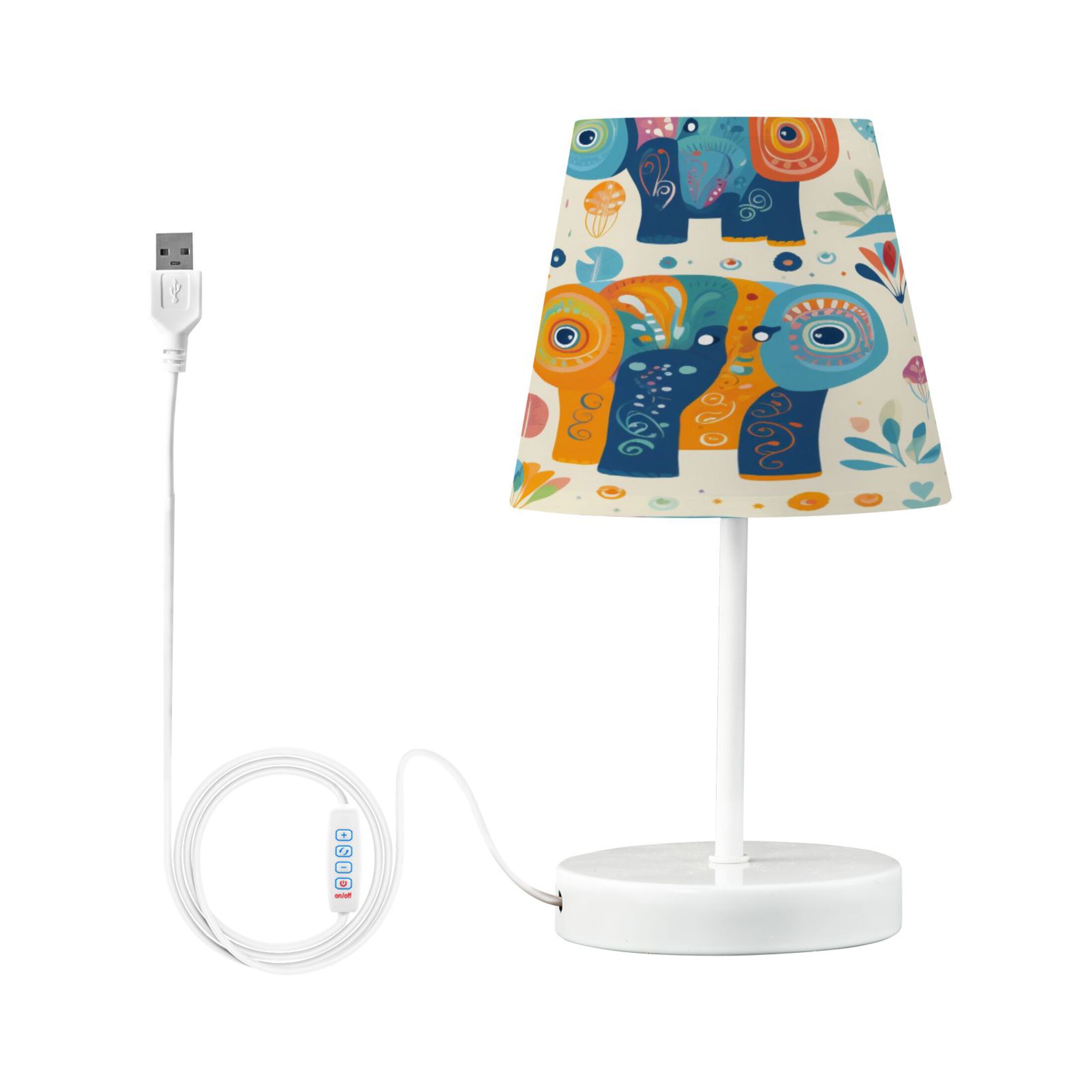Abstract Elephants and Plants Desk Lamp LED Table Nightstand Lamps with ...