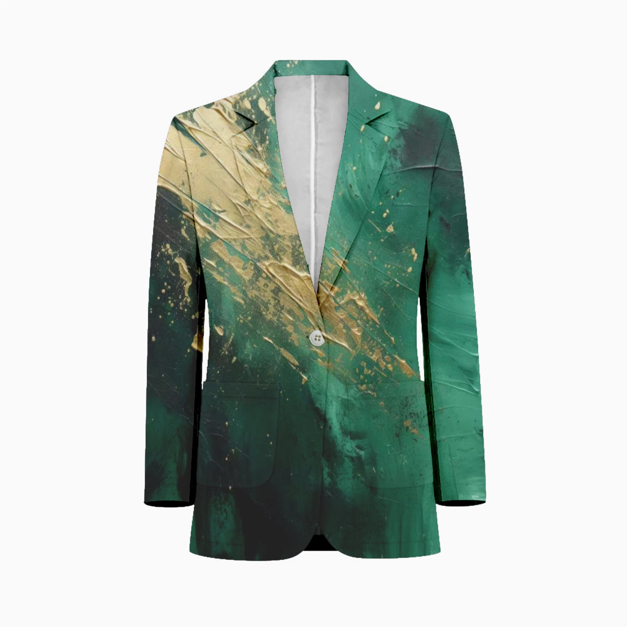 Abstract Emerald Green Gold Art Customized Men's Suits full man Shawl ...