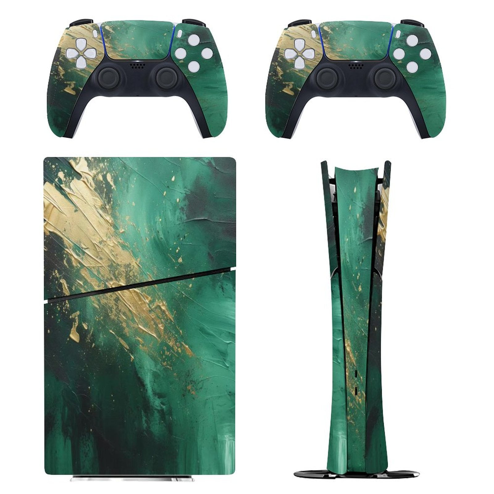 Abstract Emerald Green Gold Art PS5/PS5 Slim Digital Disc Skin Sticker ...