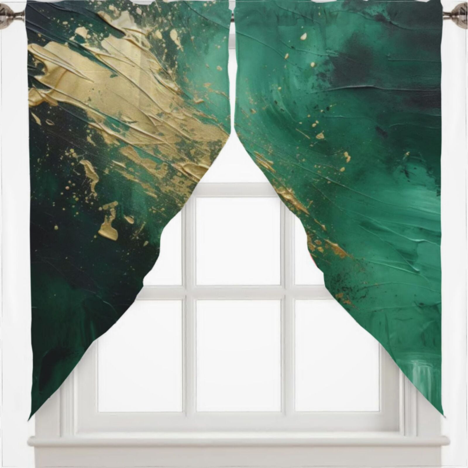 Abstract Emerald Green Gold Art Swag Valances For Windows 2 Pack For ...