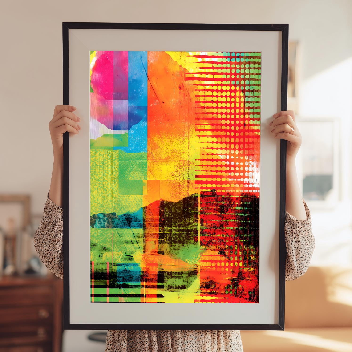 Abstract Error Colorful Abstract Painting Print Wall Art Home Decor ...