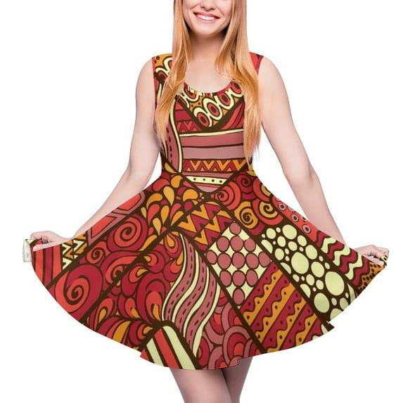 Abstract Ethnic Aztec Dress Black And White Dresses High Waist Korean ...