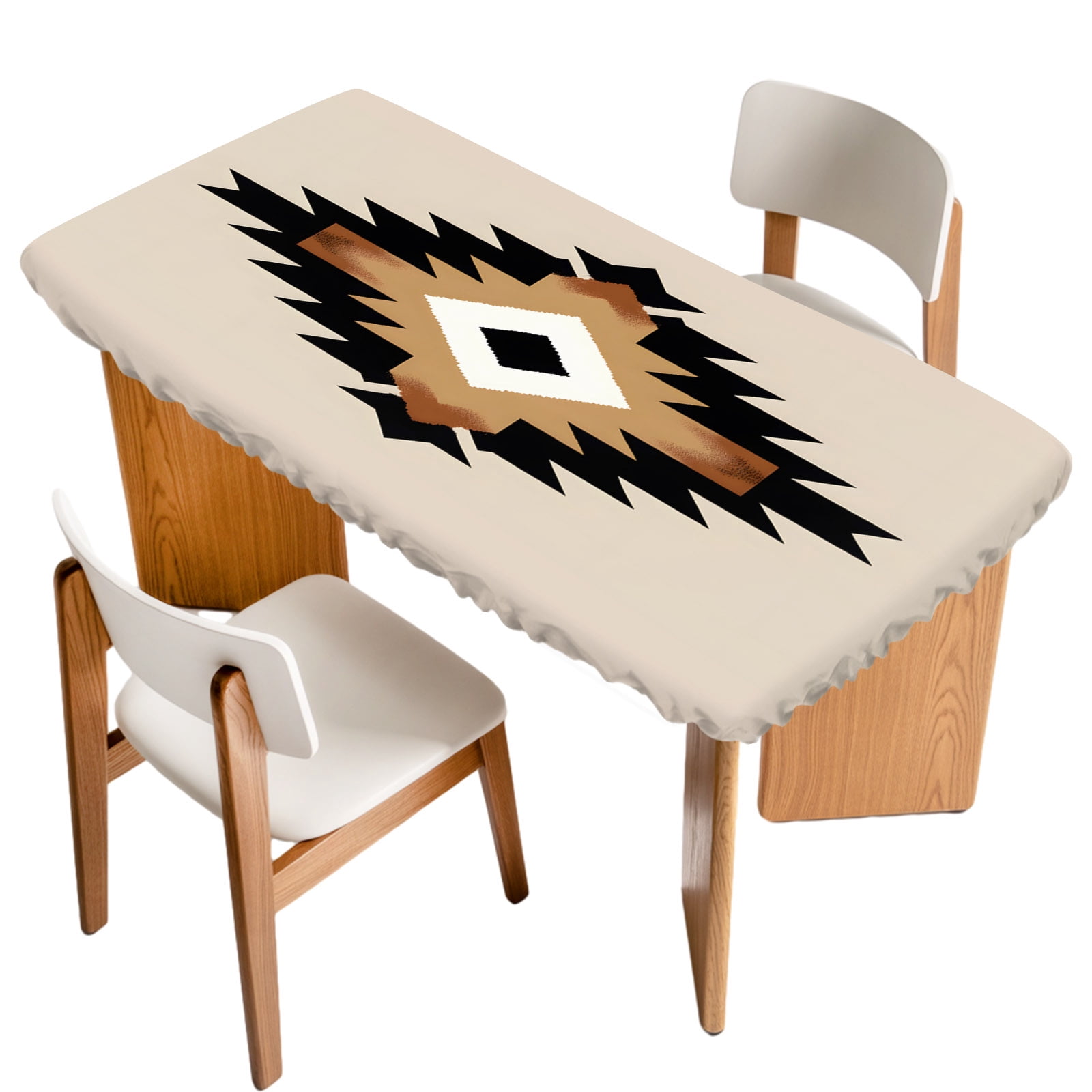Abstract Ethnic Fitted Rectangle Tablecloth 24" x 50" Vintage Black ...