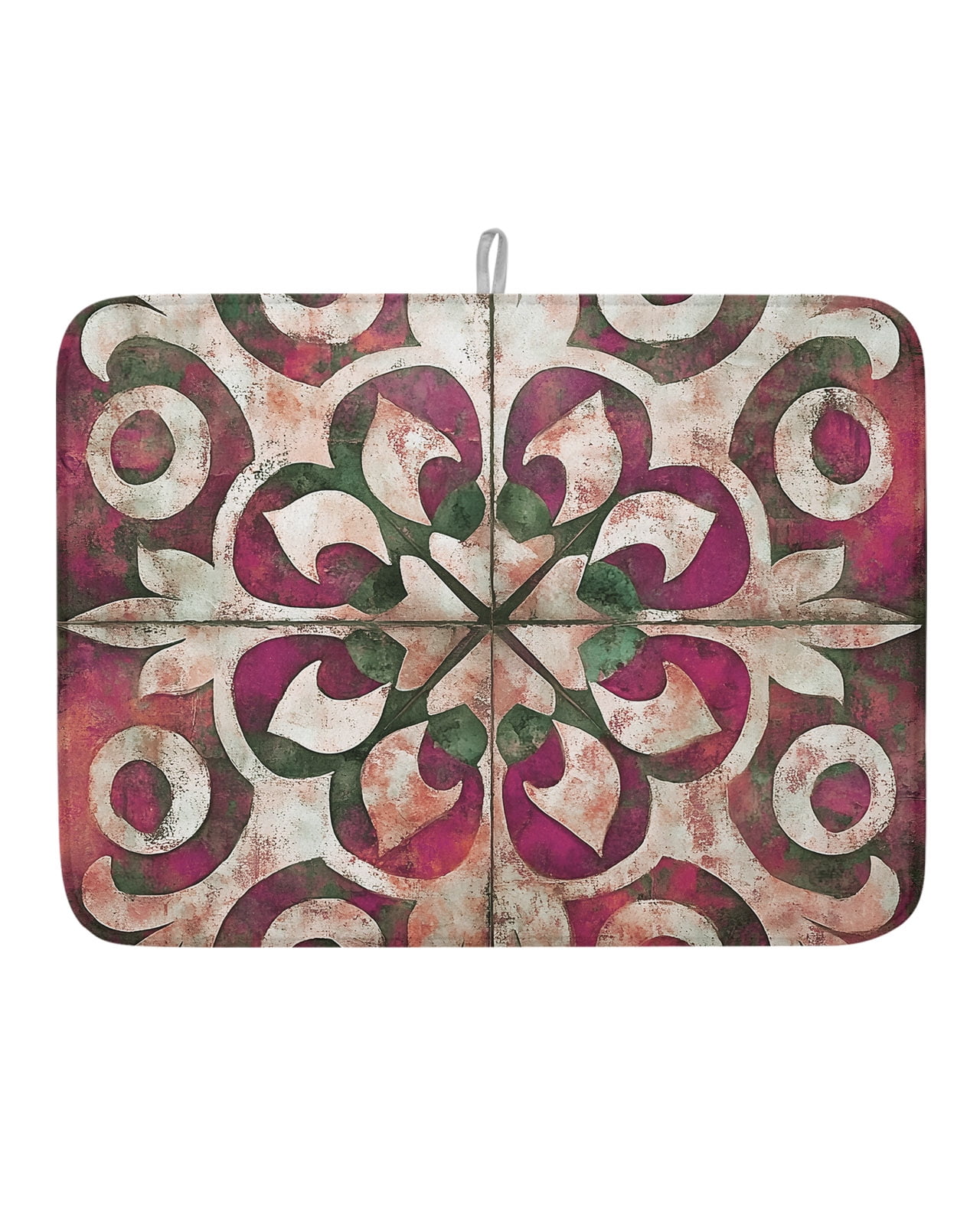 Abstract Ethnic Flower Texture Dish Drying Mats for Kitchen Counter ...
