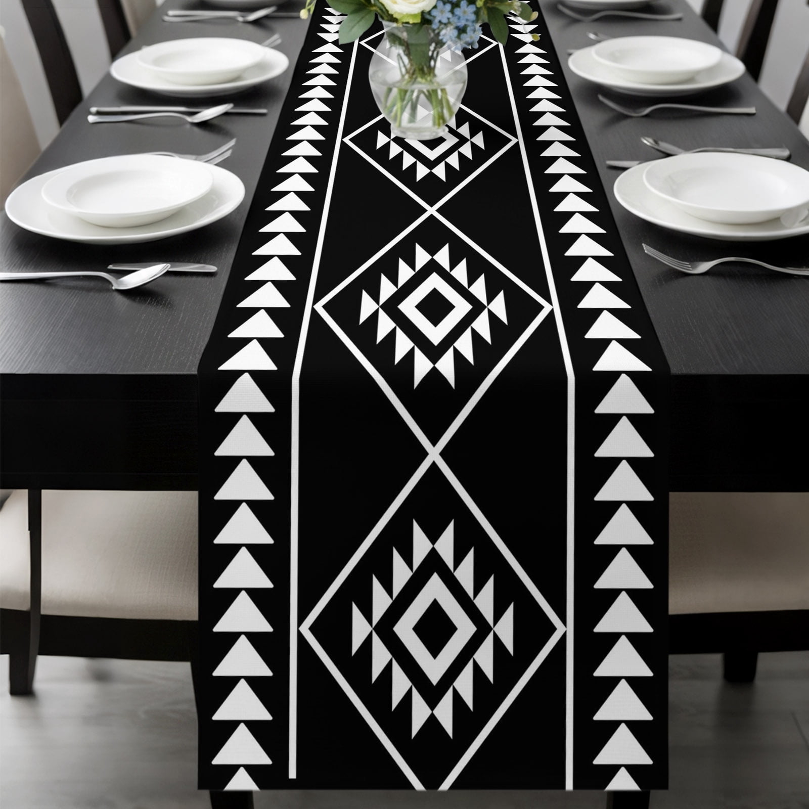Abstract Ethnic Geometric Art Table Runner 70 Inches Long,Kitchen ...