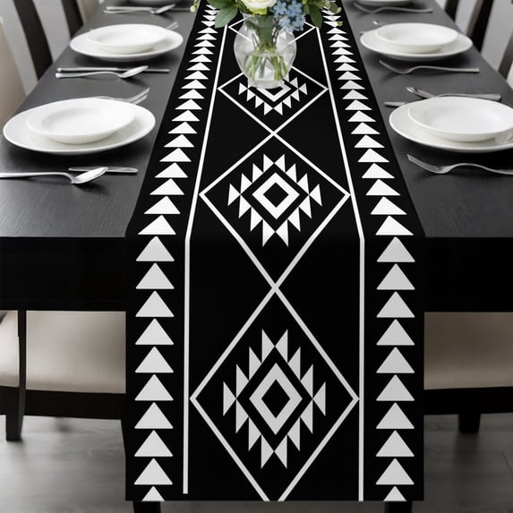 Abstract Ethnic Geometric Art Table Runner 70 Inches Long,Kitchen ...