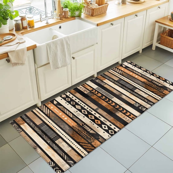 Abstract Ethnic Geometric Stripes Rectangle Area Rug 2x6ft,Living Room ...