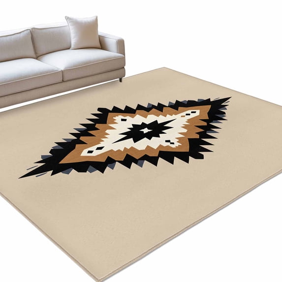Abstract Ethnic Large Area Rugs 5x8ft Vintage Brown Black Bohemian ...