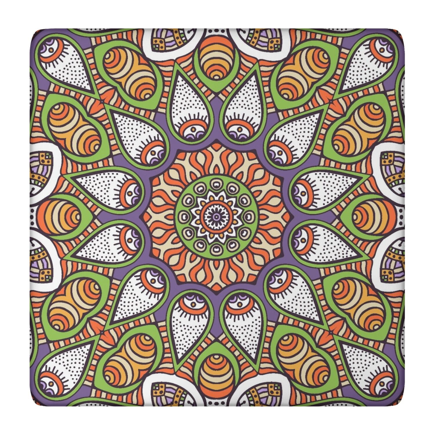 Abstract Ethnic Mandala Square Fitted Table Cover Windproof Fabric ...
