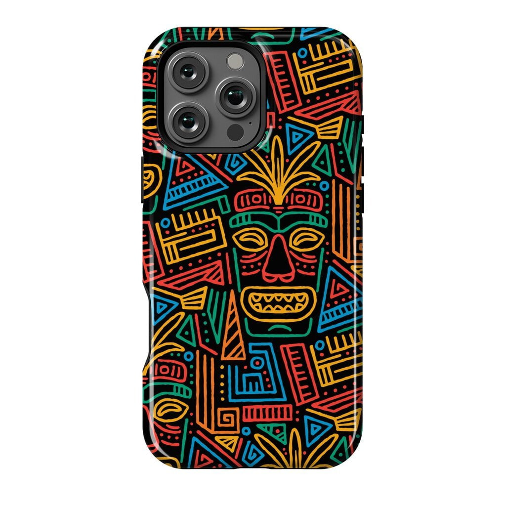 Abstract Ethnic Mask Pattern Illustration iPhone Case 17 16 15 14 13 12 ...