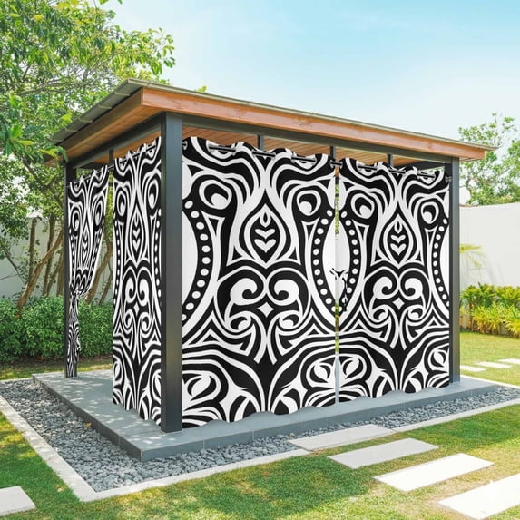 Abstract Ethnic Outdoor Curtains for Patio, Bohemian Geometric Trible ...