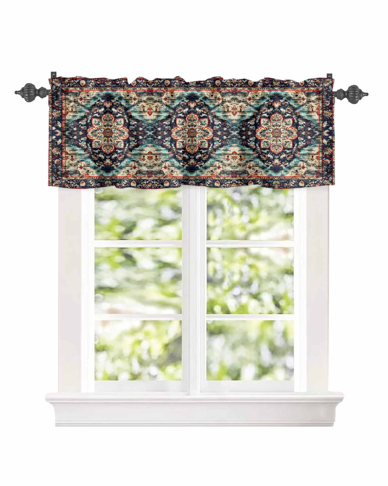 Abstract Ethnic Pattern Artwork Window Valances for Kitchen,Rod Pocket ...