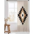 Abstract Ethnic Sheer Curtains 96 Inch Long 1 Panel Vintage Black Brown ...