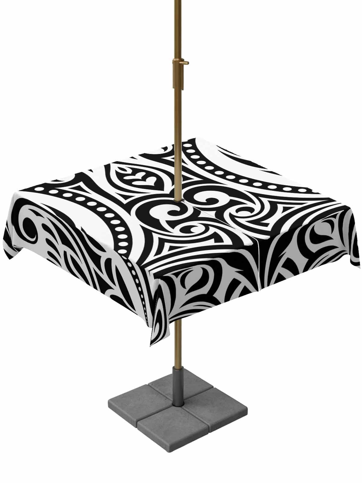 Abstract Ethnic Square Outdoor Tablecloth with Umbrella Hole Bohemian ...