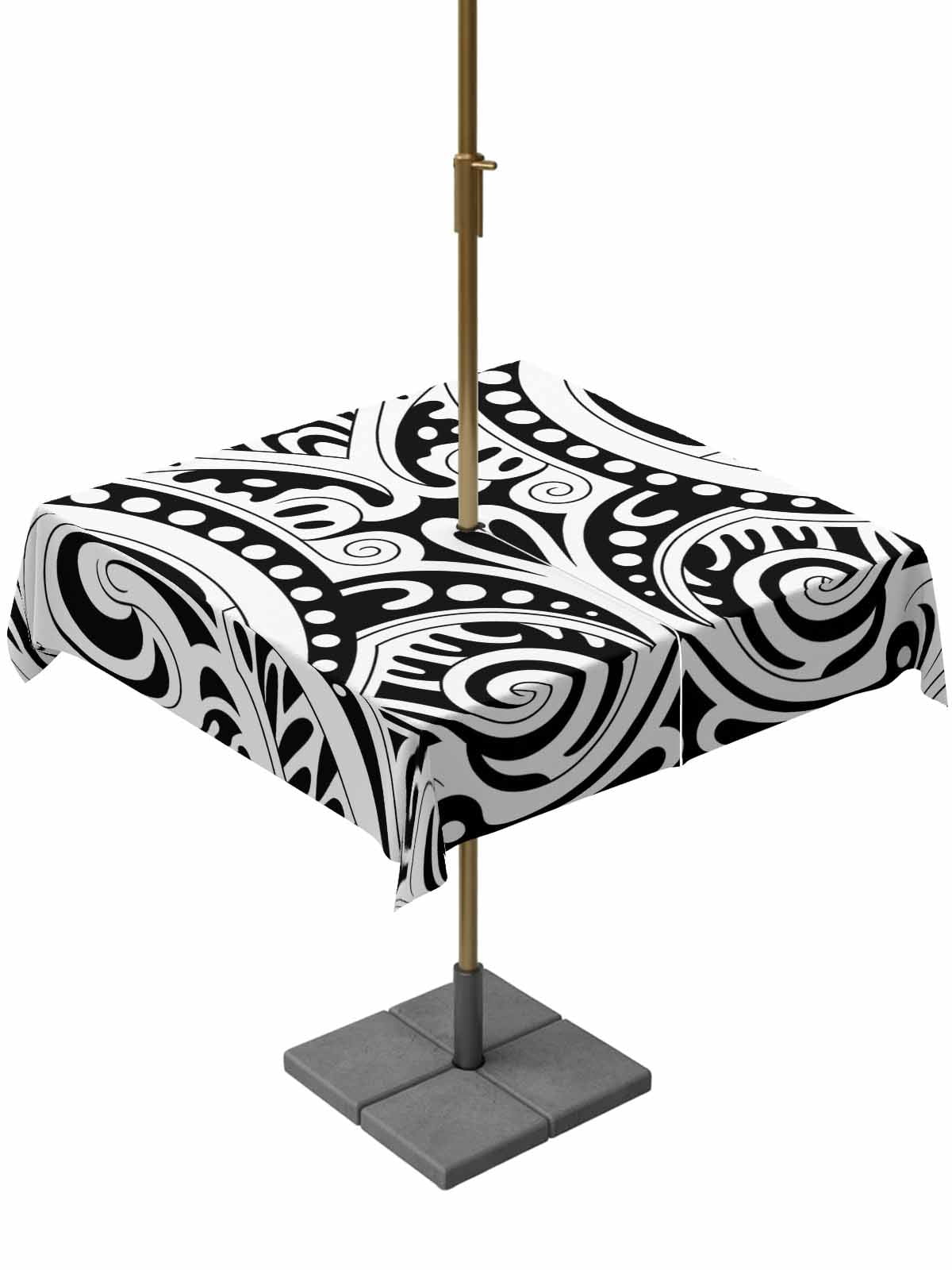 Abstract Ethnic Square Outdoor Tablecloth with Umbrella Hole Boho ...