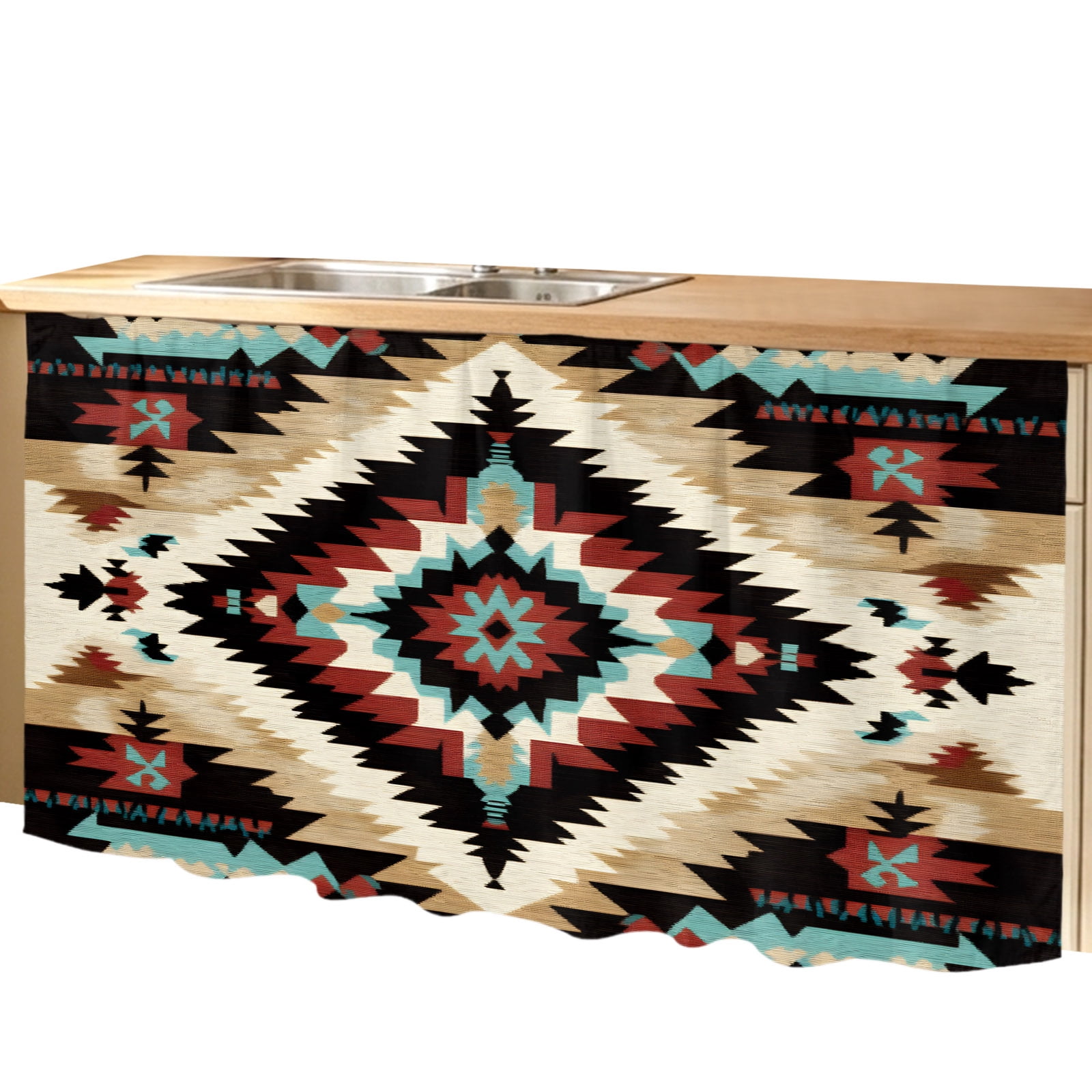Abstract Ethnic Style Art Cabinet Curtains Retro Brown Green Weaving ...