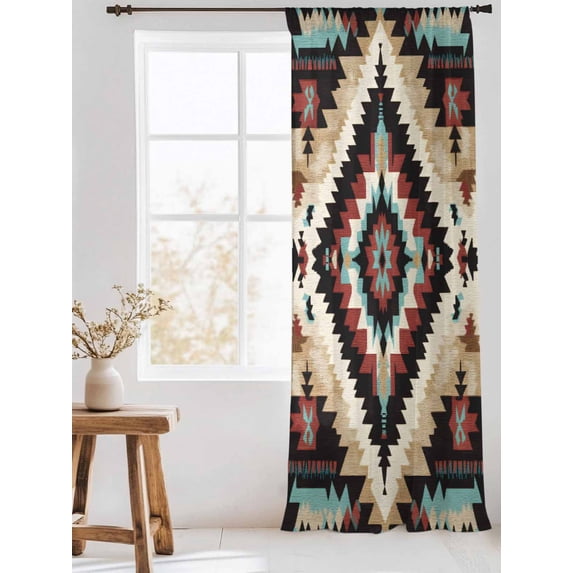 Abstract Ethnic Style Art Sheer Curtains 108 Inch Long 1 Panel Retro ...