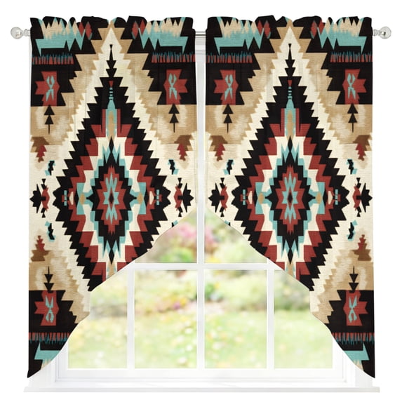Abstract Ethnic Style Art Sheer Curtains Swag Valances for Windows ...