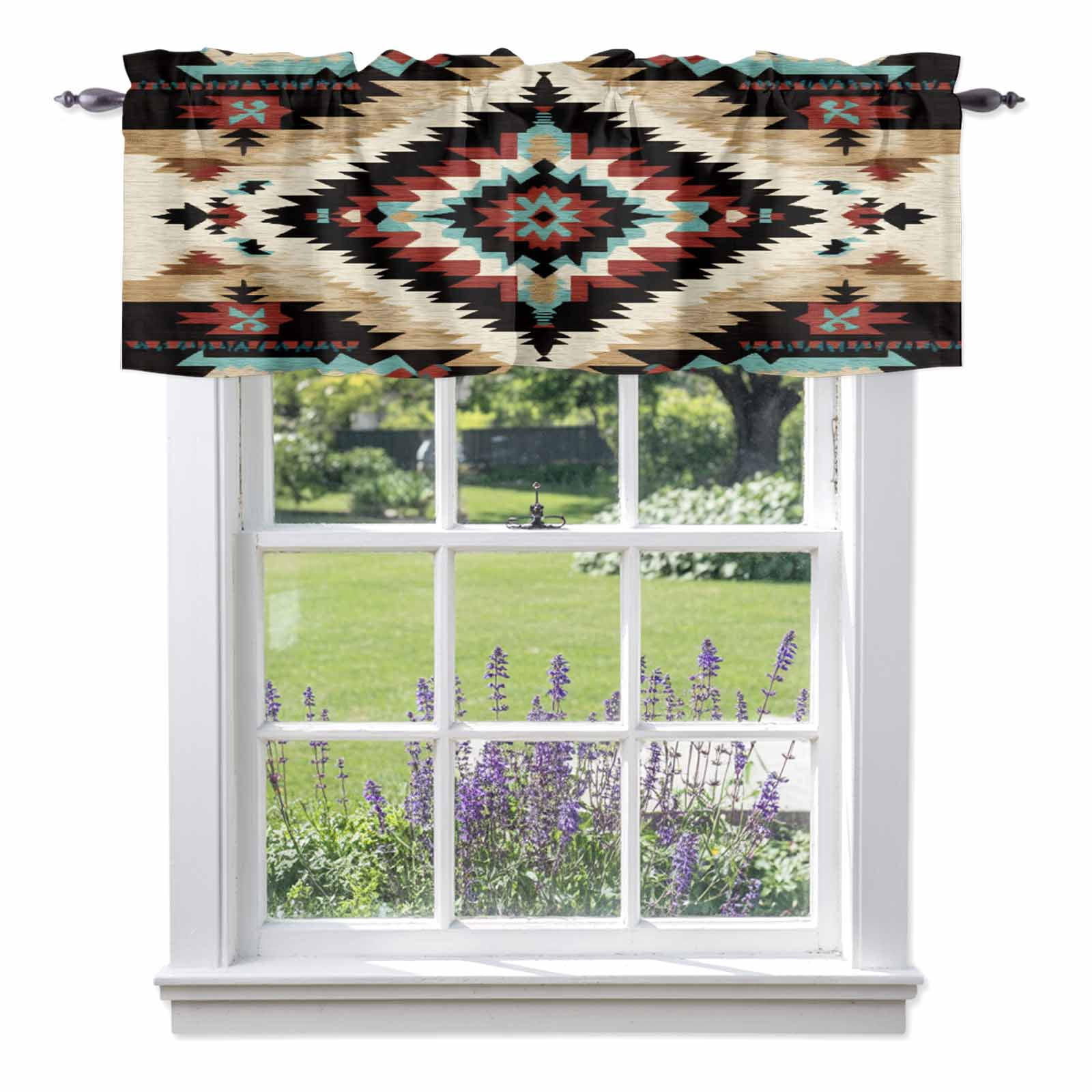 Abstract Ethnic Style Art Valances for Windows, Retro Brown Green ...