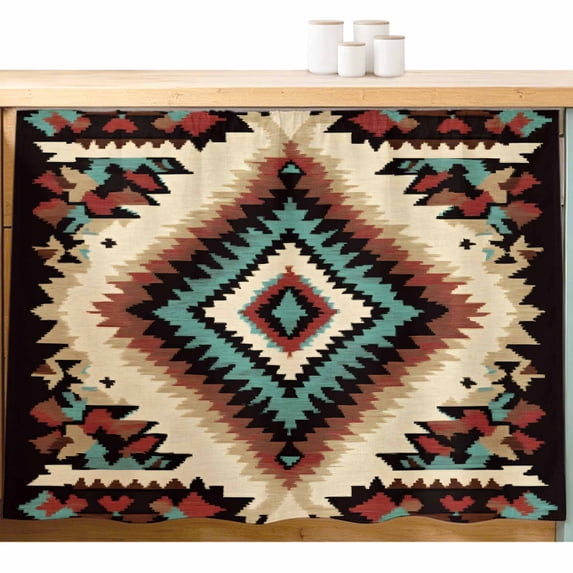 Abstract Ethnic Style Cabinet Curtains Retro Brown Green Weaving ...