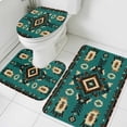 Abstract Ethnic Style Pattern Bathroom Rugs Set Retro Weaving Green Art ...