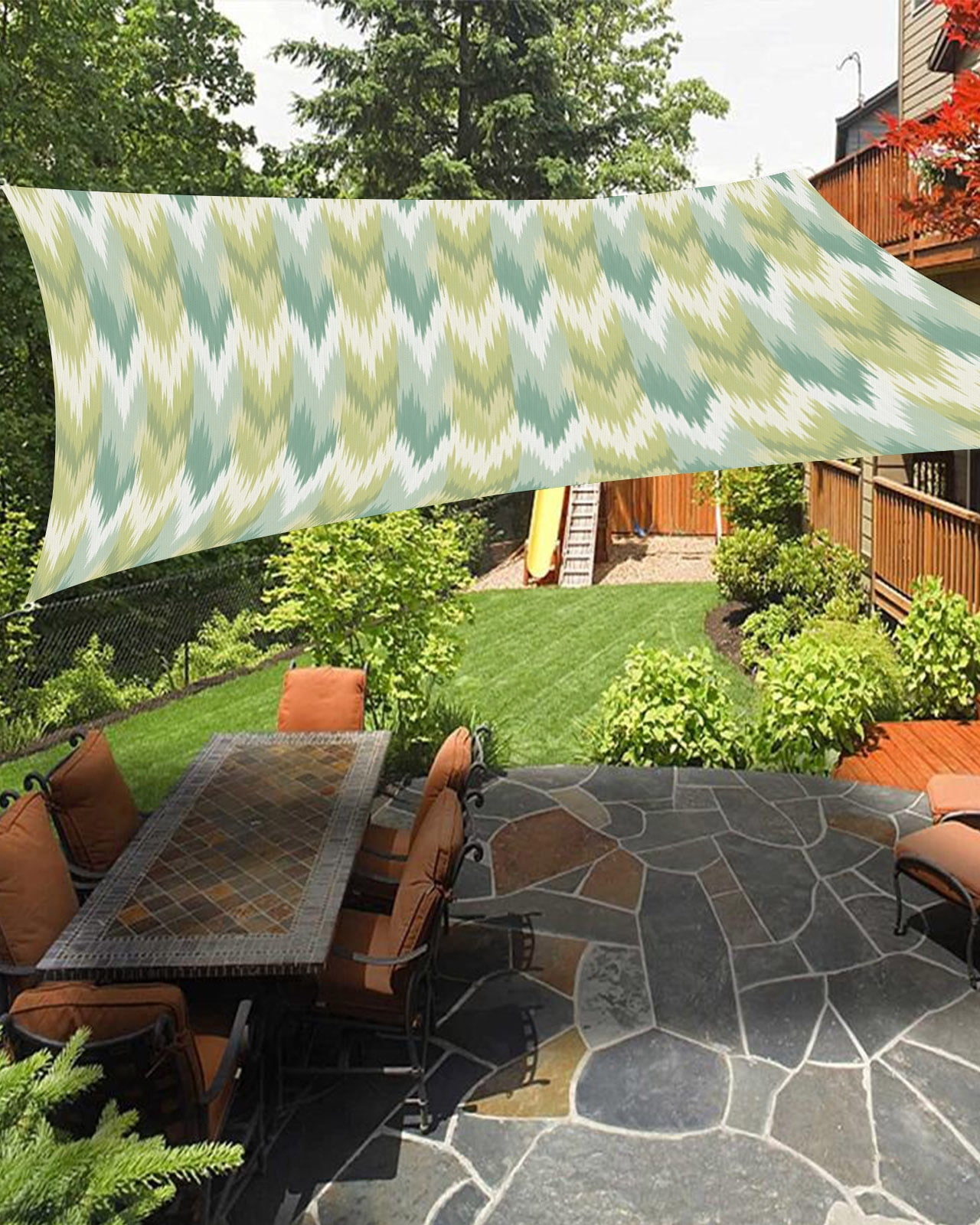 Abstract Ethnic Style Sun Shade Sail 8'X10' Boho Green Southwest Group ...