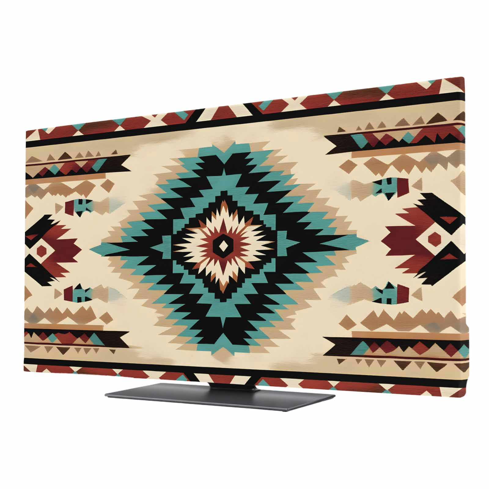 Abstract Ethnic Style TV Dust Cover 40 Inch, Retro Brown Red Weaving ...