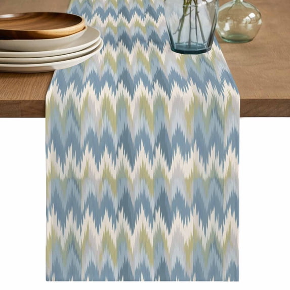 Abstract Ethnic Style Table Runner, Blue Boho Southwest Group Cotton ...