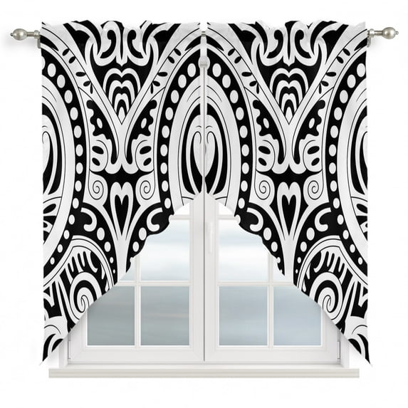 Abstract Ethnic Swag Curtain Valance for Window 2 Panels Boho Geometric ...